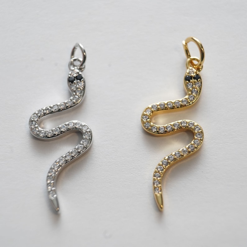 Gold Snake Charms,18k Gold Filled CZ Snake Pendant,silver Snake Charms ...