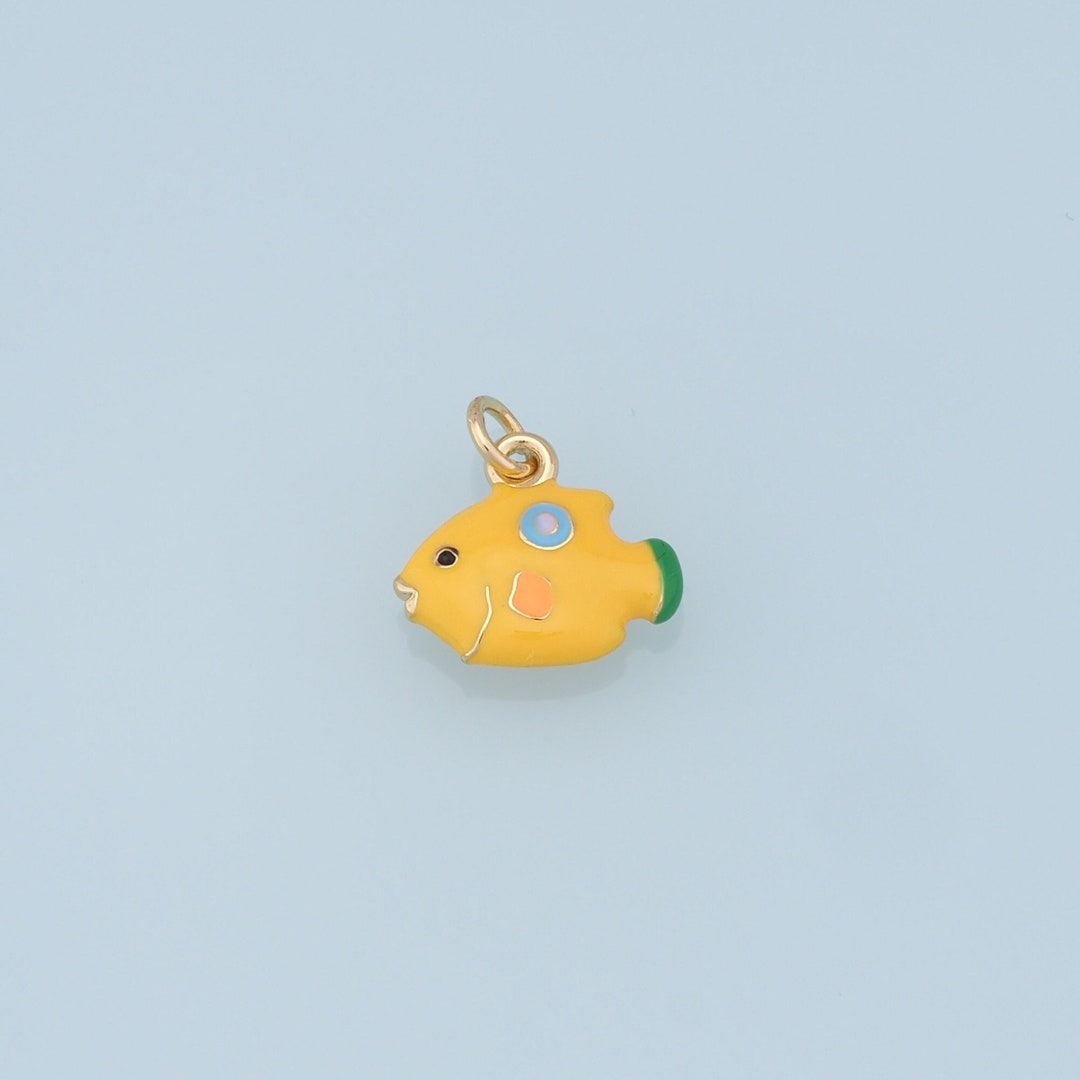 Cute Fish Charms,18k Gold Filled Enamel Fish Pendant,kawaii Charm ...