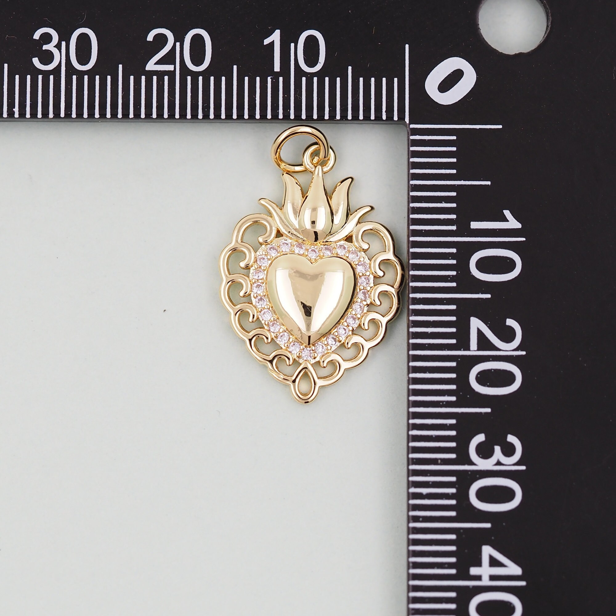 Gold Sacred Heart Charms,18k Gold Filled Sacred Heart Pendant,religious ...
