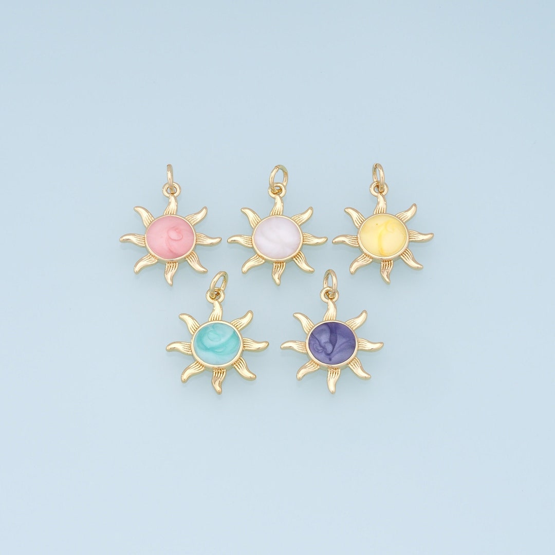 Gold Sun Charms,18k Gold Filled Shell Sun Pendant,celestial Charm ...