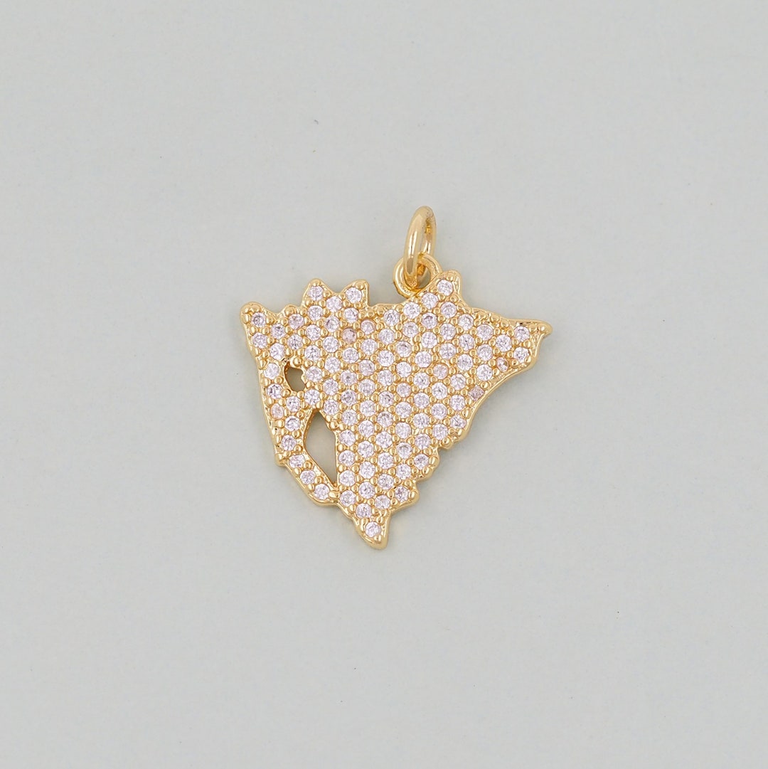 18K Gold Filled Map Pendant,map Charm Bracelet Necklace for DIY Jewelry ...