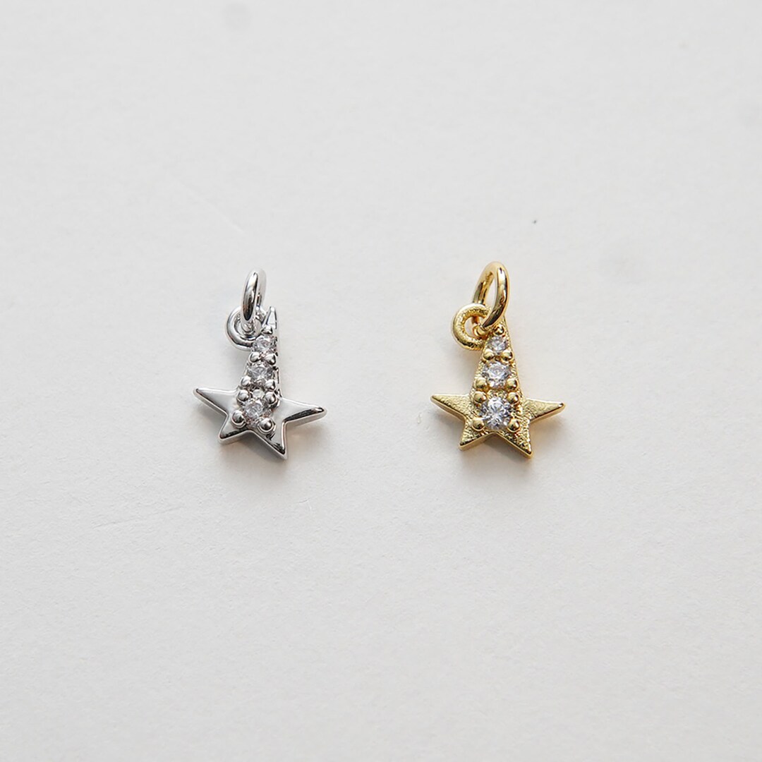 Gold Star Charms,18k Gold Filled CZ Micro Pave Star Pendant,tiny Star ...