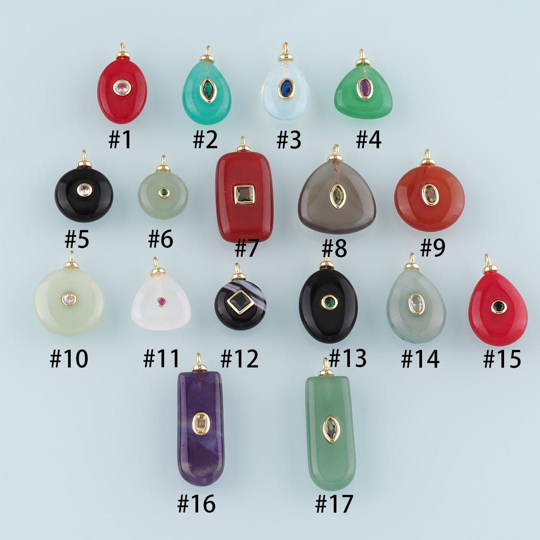 18K Gold Filled Natural Stone Pendant,natural Stone Charm Bracelet ...