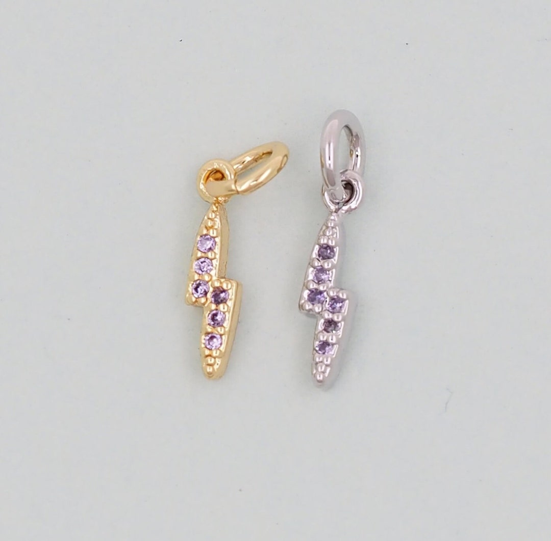 Gold Lightning Charms,18k Gold Filled Tiny Lightning Pendant,silver ...