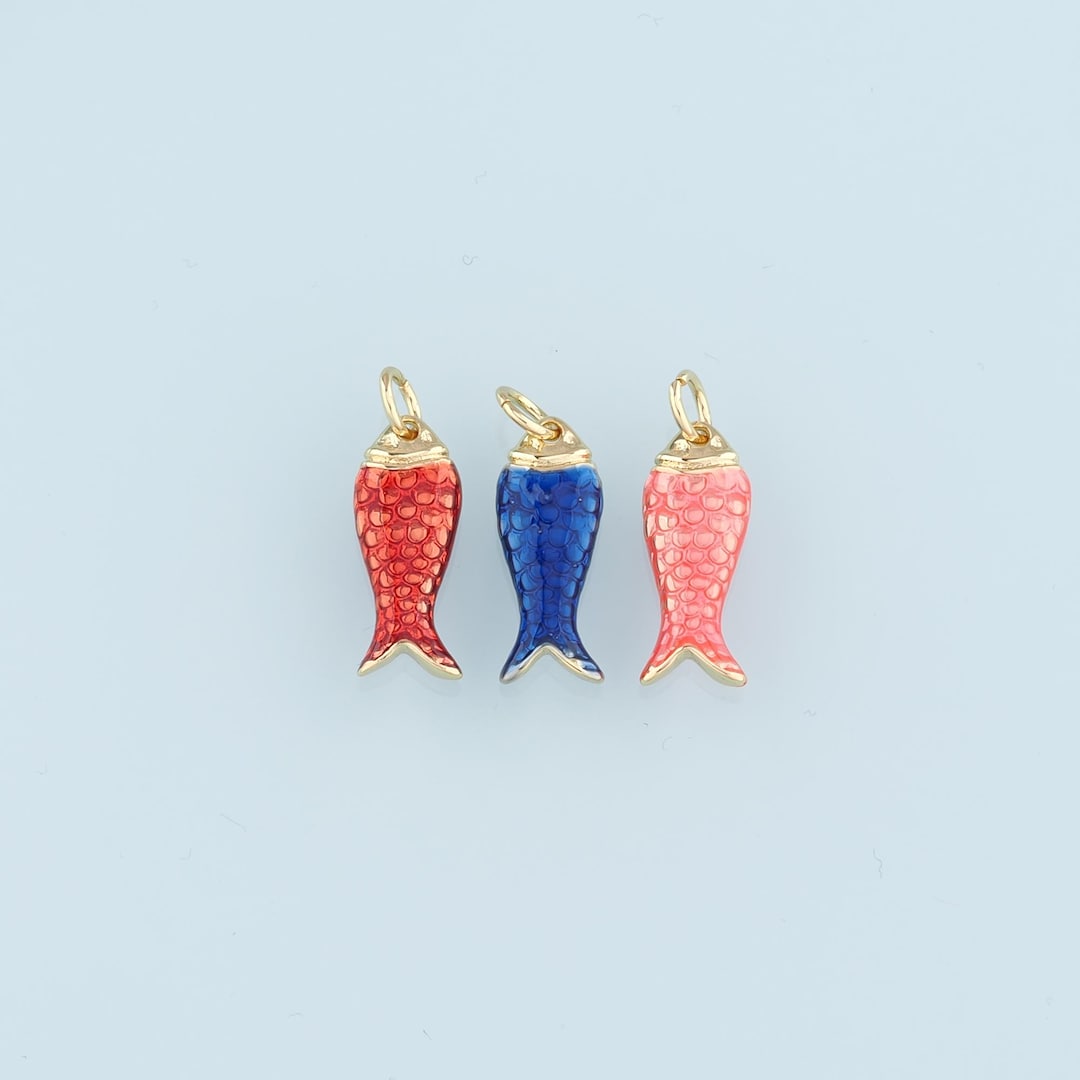 Gold Fish Charms,18k Gold Filled Enamel Fish Pendant,cute Fish Charm ...