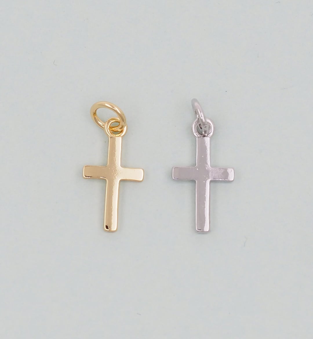 Gold Cross Charms,18k Gold Filled Cross Pendant,silver Religious Charm ...
