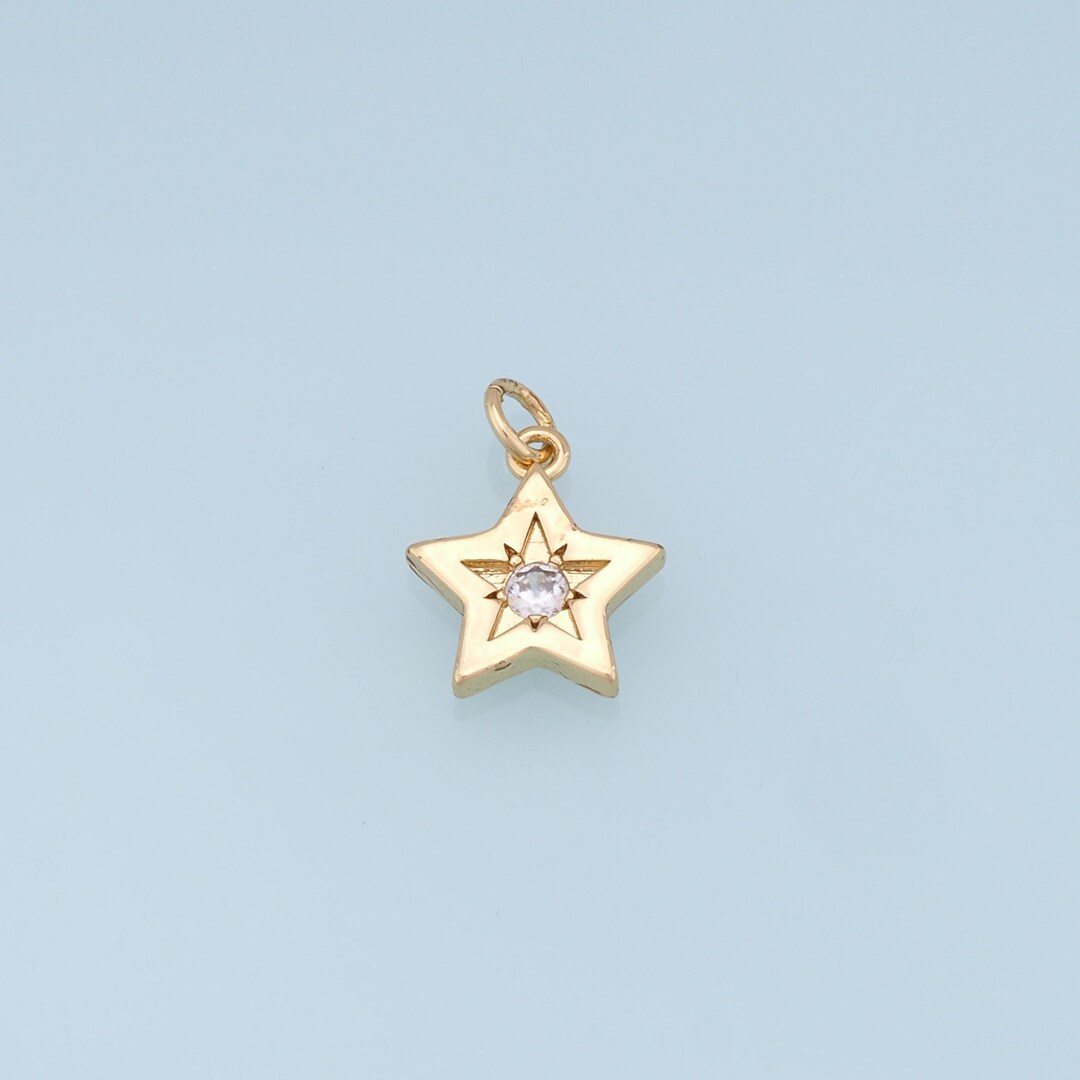 18K Gold Filled Star Pendant,cz Star Charm Bracelet Necklace for DIY ...