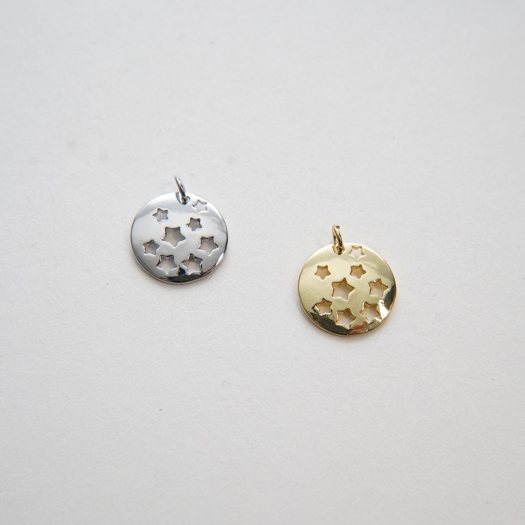 Gold Star Charms,18k Gold Filled Round Star Pendant,silver Star Charm ...