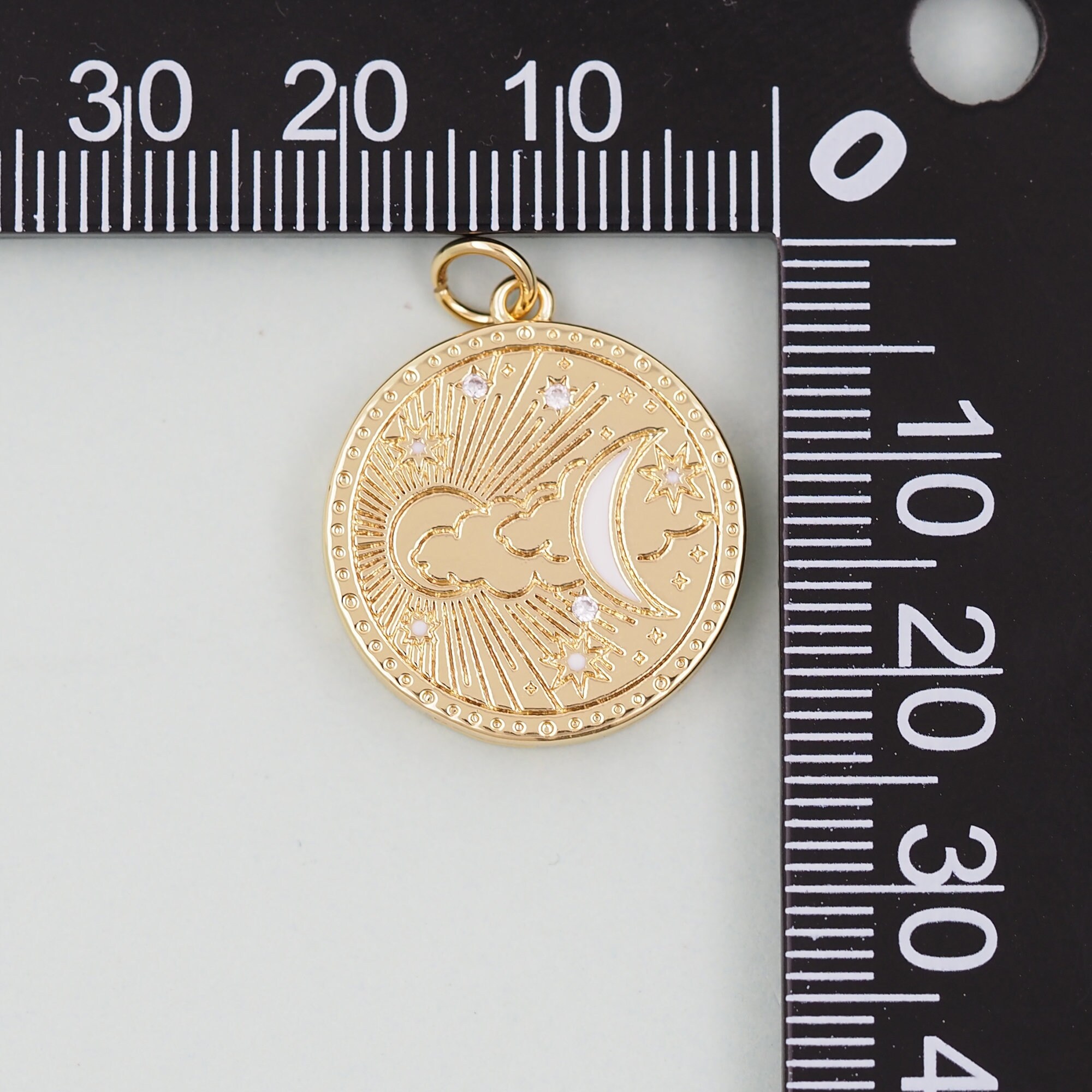 Gold Moon Charms,18k Gold Filled Moon Pendant,cz Micro Pave Celestial ...