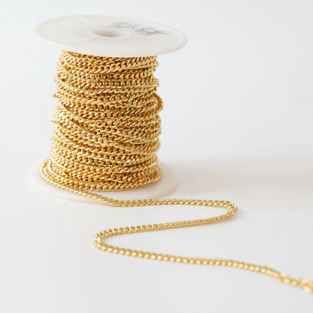 Gold Curb Chain,18k Gold Filled Curb for Necklace Bracelet DIY Jewelry ...