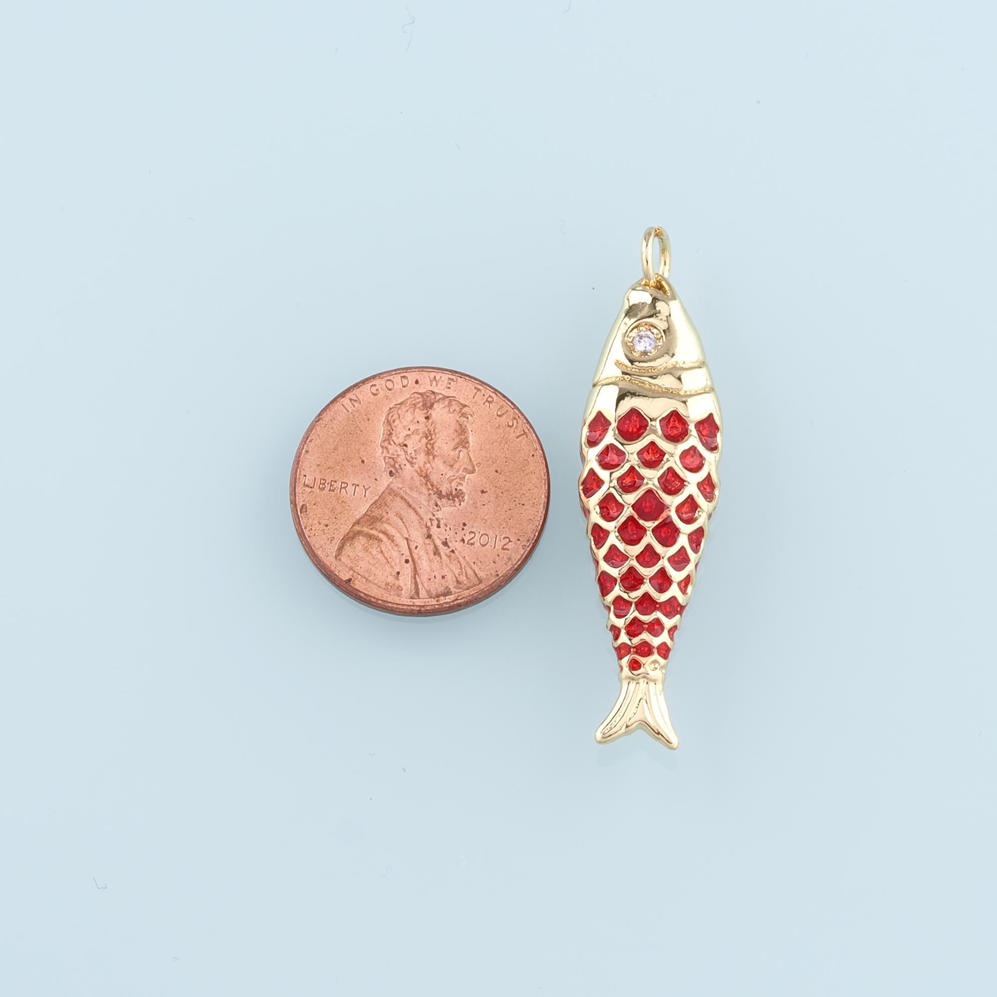 Gold Fish Charms,18k Gold Filled Enamel Fish Pendant,cute Fish Charm ...