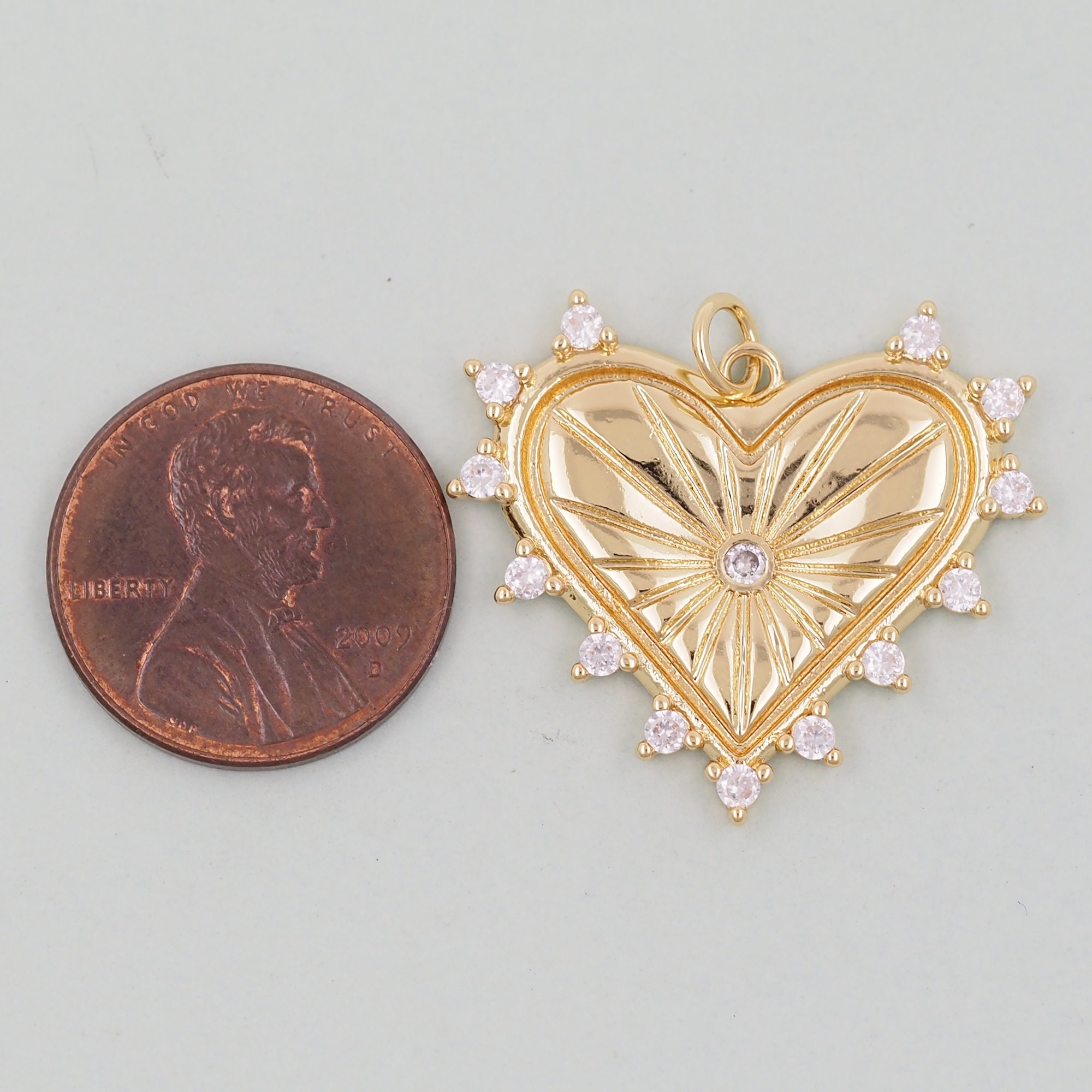 Gold Heart Charms,18k Gold Filled Heart Pendant,spiked Heart Charm ...