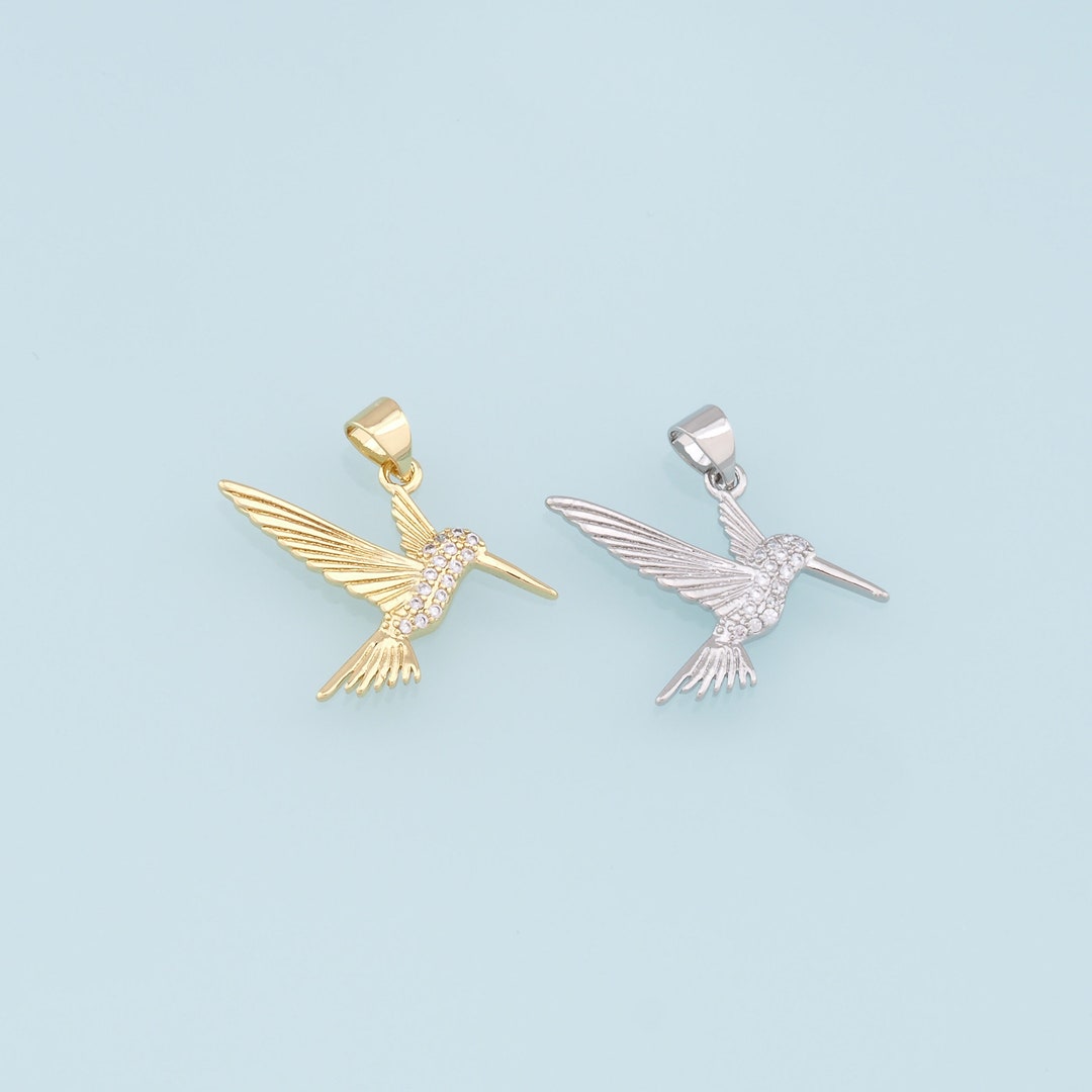 Gold Bird Charms,18k Gold Filled Bird Pendant,cz Micro Pave Bird Charm ...