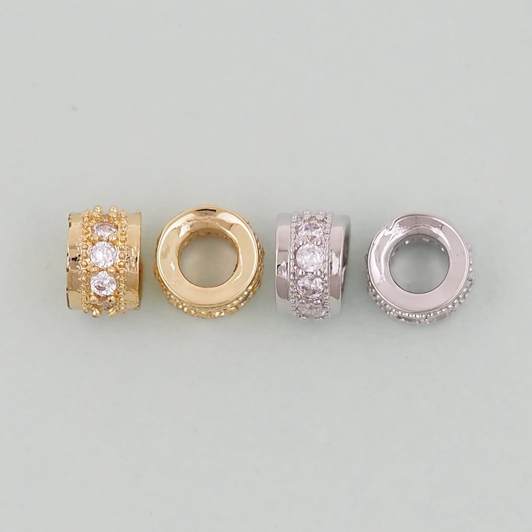 Gold Flat Round Beads Charms,18k Gold Filled Barrel Spacer Beads ...