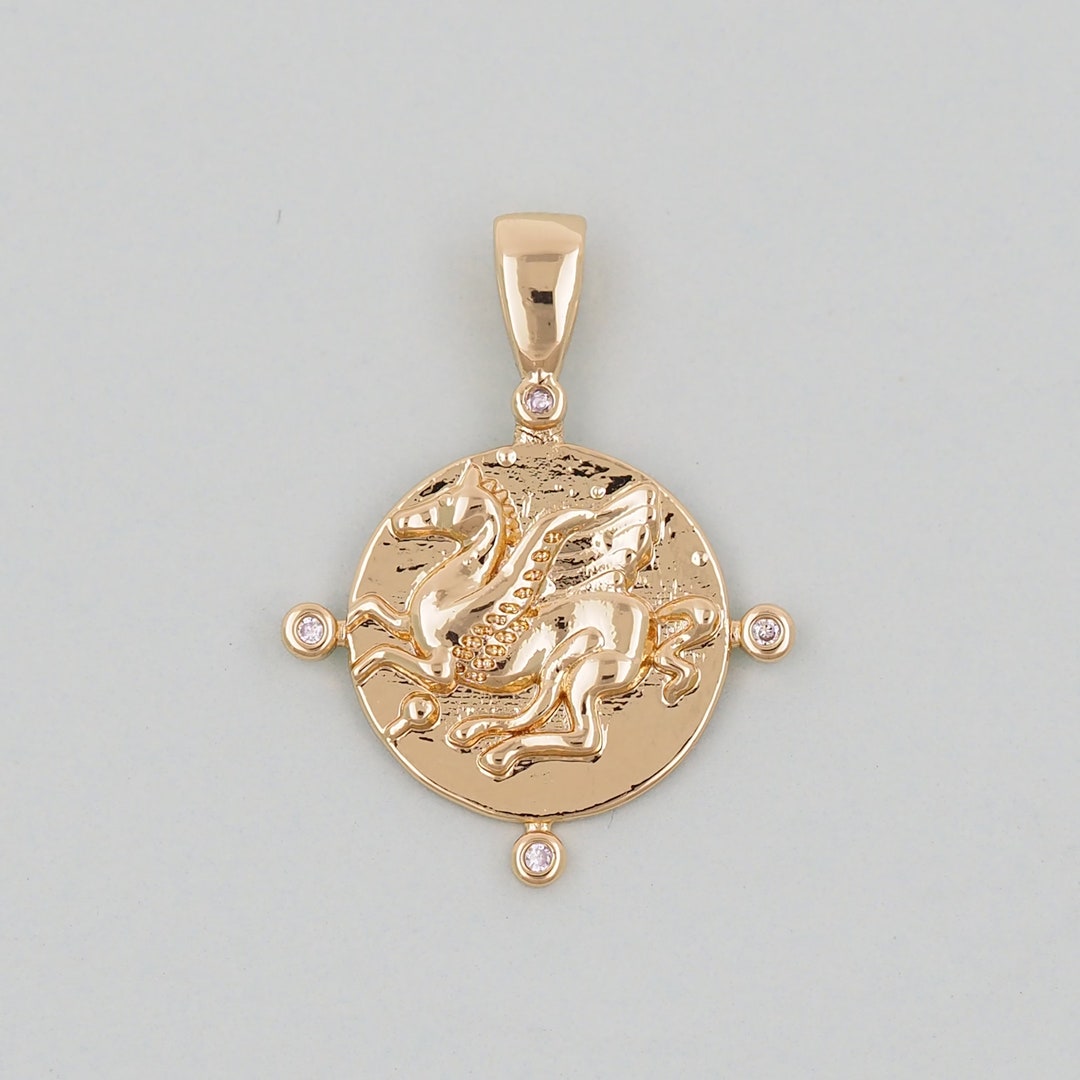 Gold Pegasus Charms,18k Gold Filled Pegasus Pendant,pegasus Charm ...