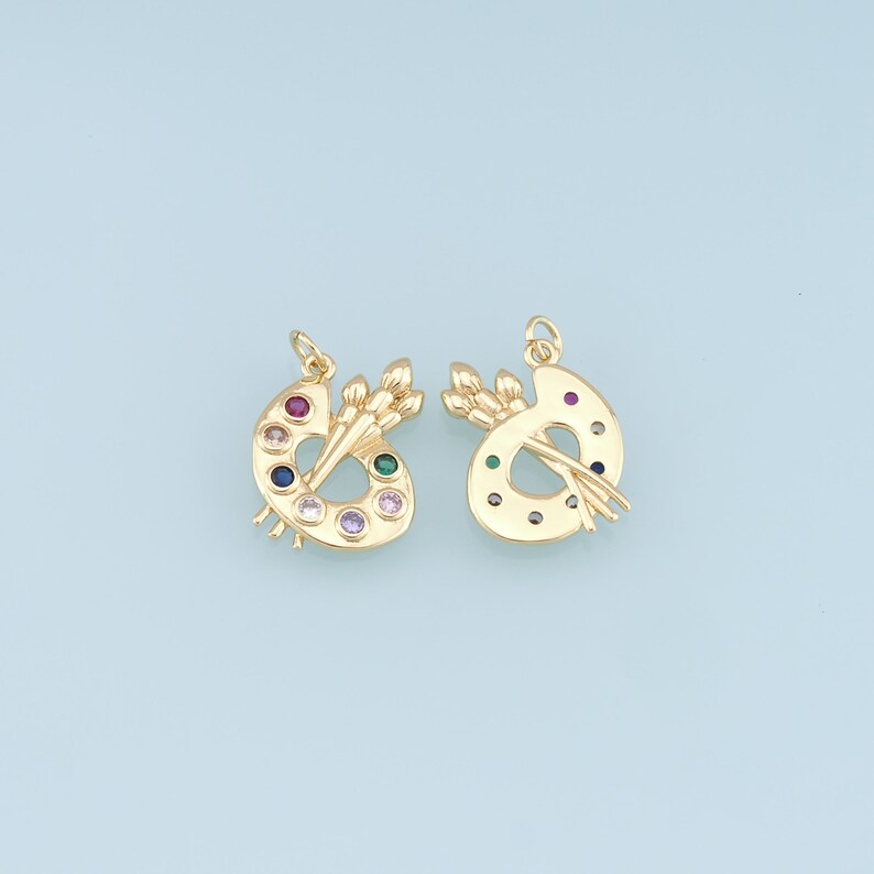 Gold Palette Charms,18k Gold Filled Palette Pendant,paint Palette Charm ...