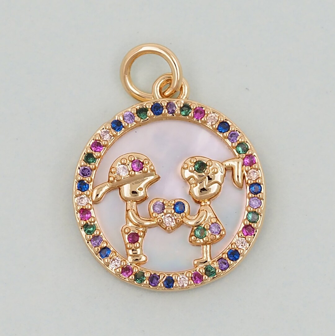 18K Gold Filled Boy Girl Pendant,boy Girl Charm Bracelet Necklace for ...