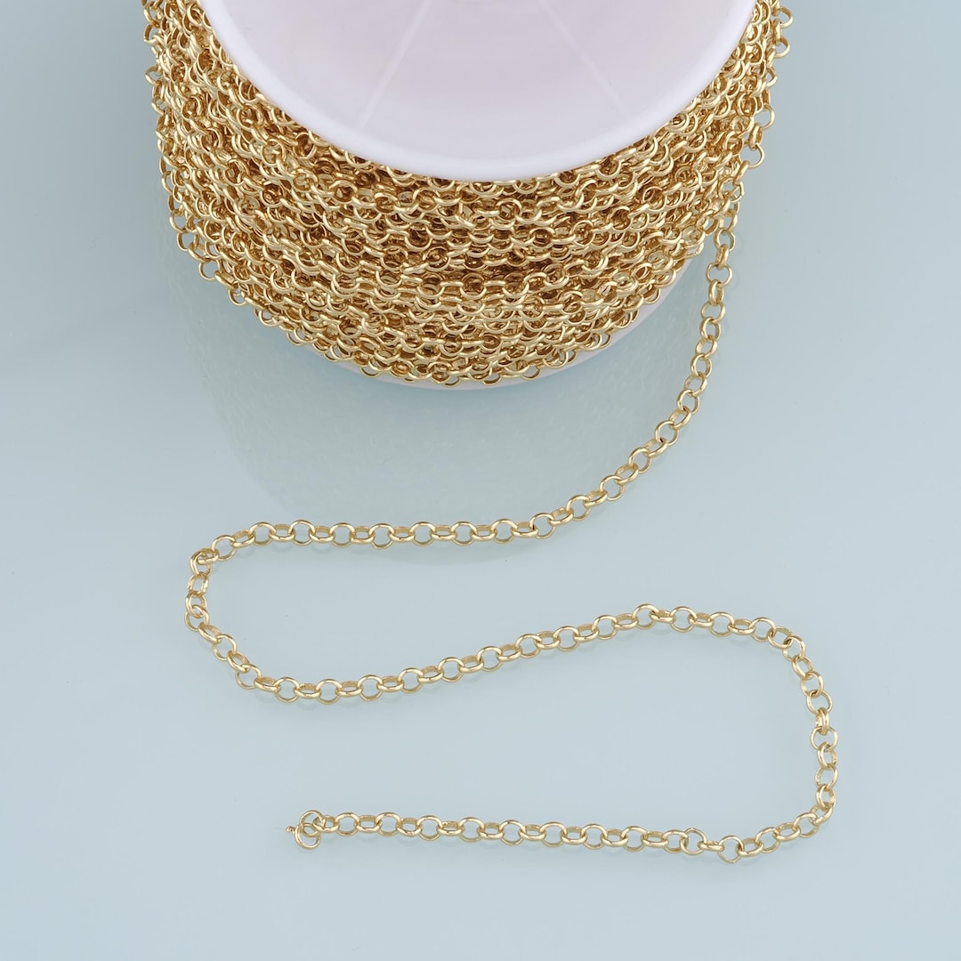Gold Round Chain,18k Gold Filled Round Chain for Necklace Bracelet DIY ...