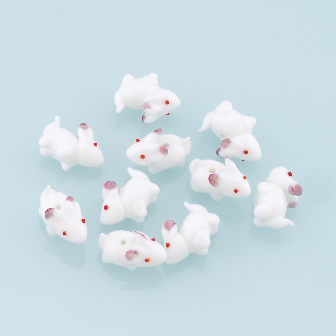 Glass White Rabbit Beads,animal Bead,lampwork Rabbit Beads for DIY ...