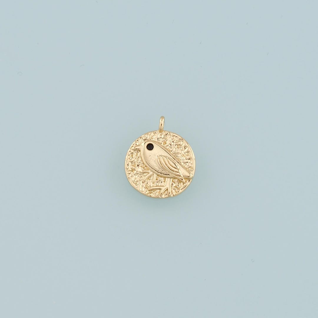 18K Gold Filled Round Bird Pendant,dainty Birds Charm Bracelet Necklace ...