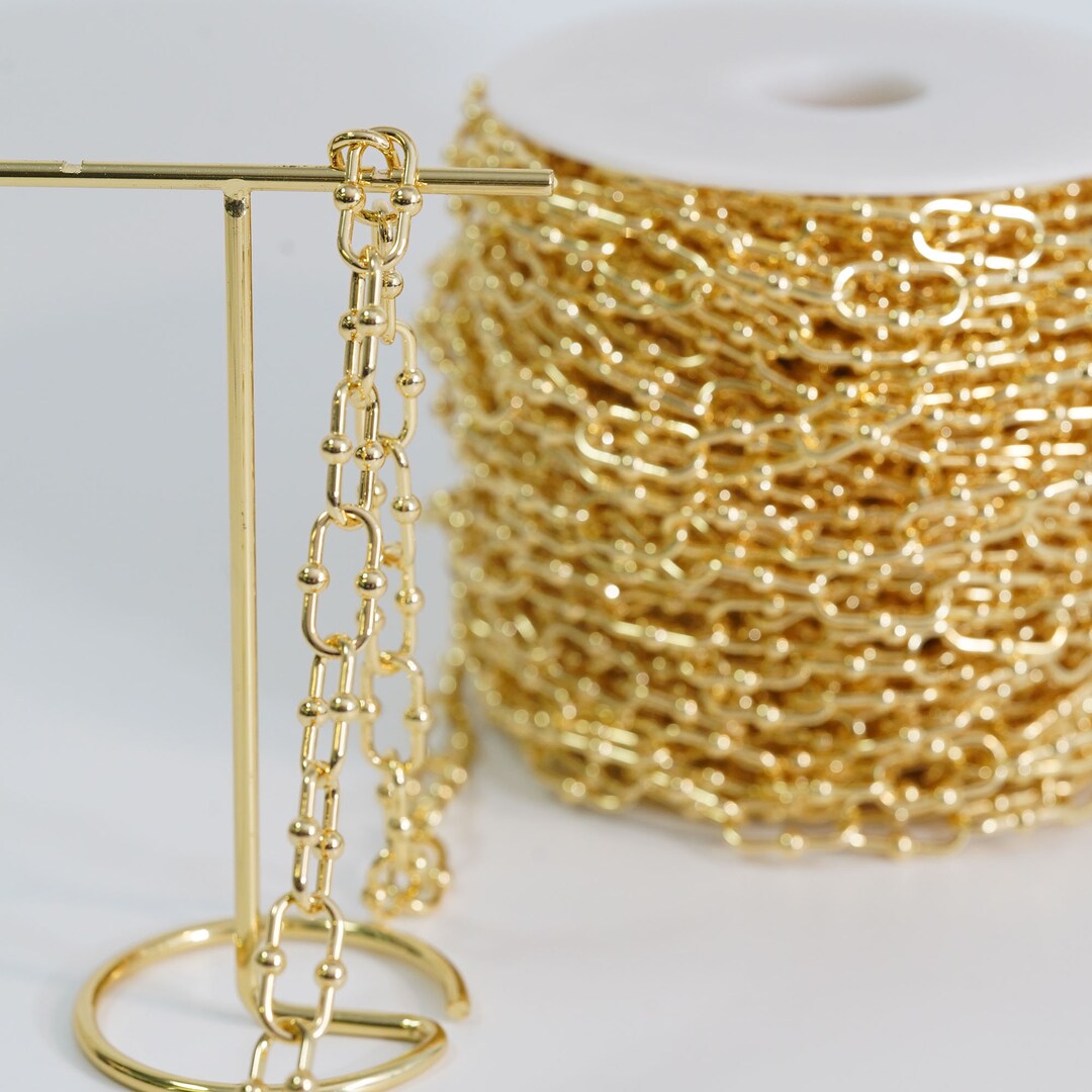 Gold Oval Chain,18k Gold Filled Rectangle Chain for Necklace Bracelet ...