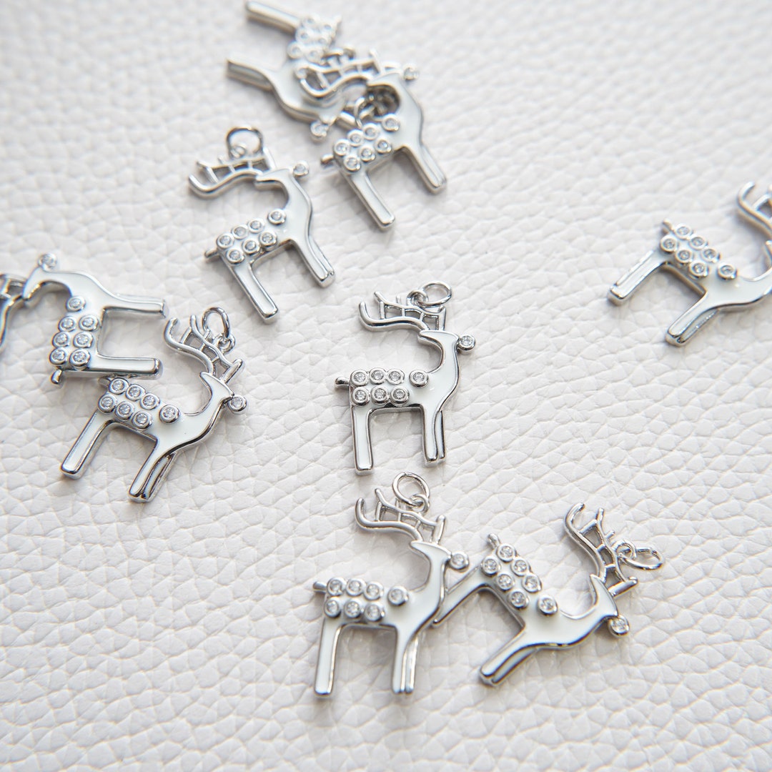 Silver Elk Charms,18k Gold Filled Elk Pendant,cz Elk Charm Bracelet ...