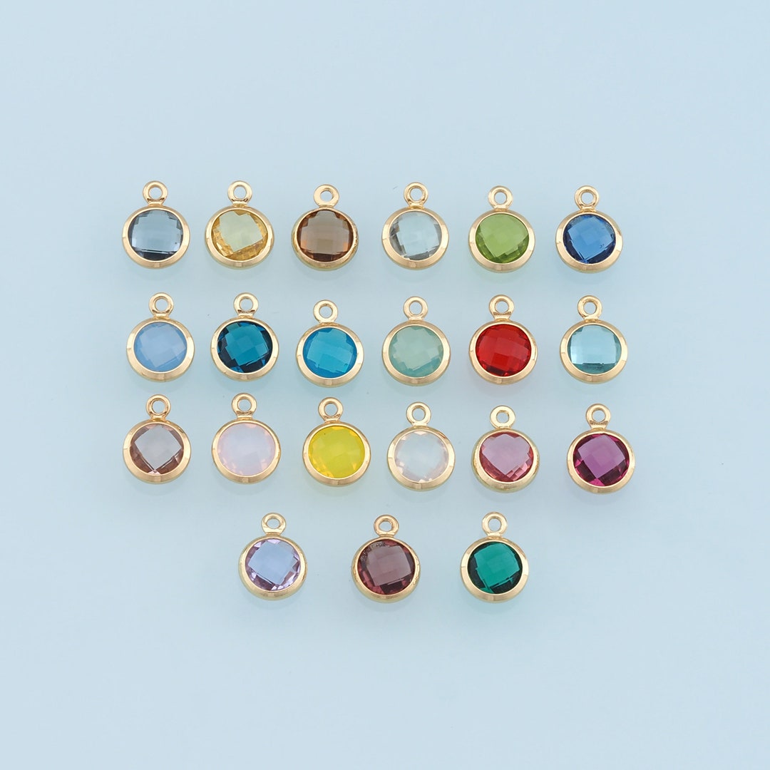 Gold Round Crystal Charm,18k Gold Filled Crystal Pendant Bracelet ...