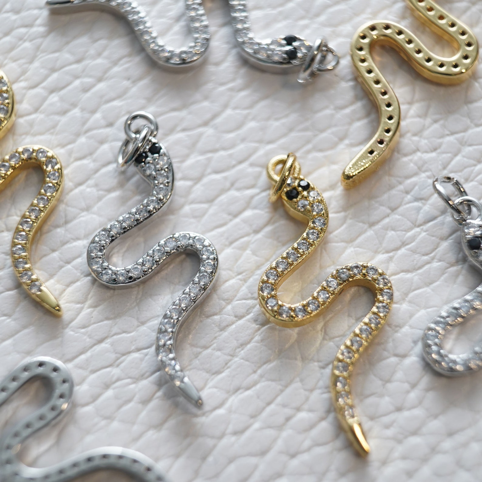 Gold Snake Charms,18k Gold Filled CZ Snake Pendant,silver Snake Charms ...