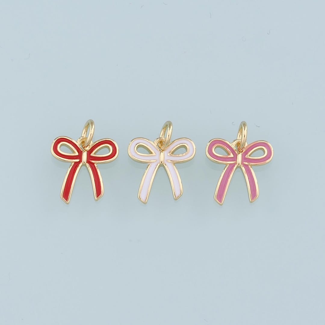 Gold Bow Charms,18k Gold Filled Bow Pendant,enamel Bow Tie Charm ...