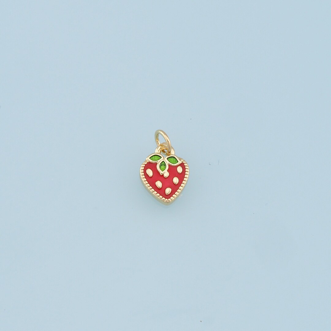 Gold Strawberry Charms,18k Gold Filled Strawberrypendant,fruit Charm ...