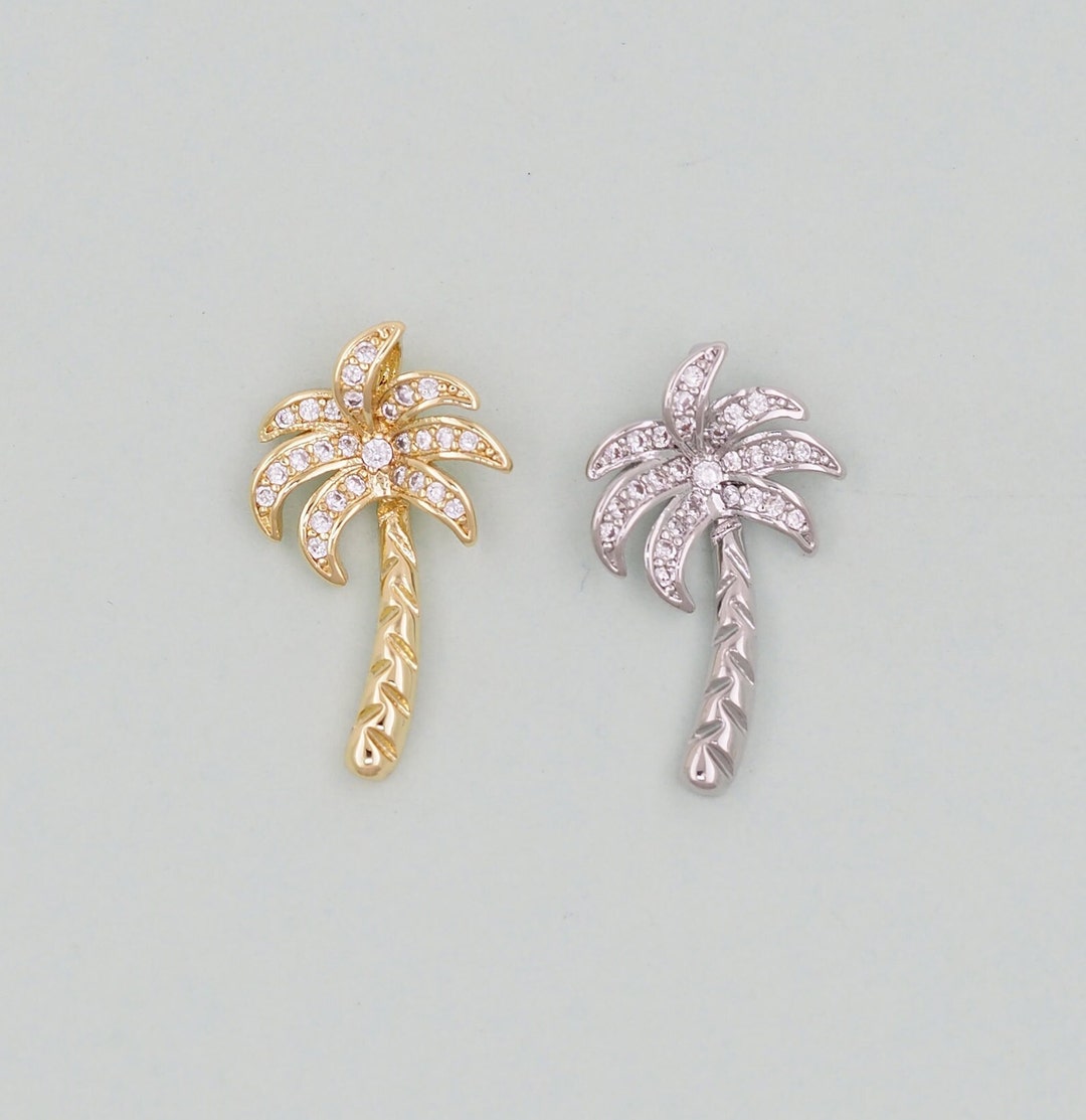 Gold Palm Tree Charms,18k Gold Filled Palm Tree Pendant,silver Coconut ...