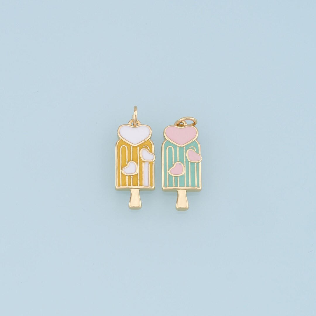Ice Cream Charms,18k Gold Filled Enamel Ice Cream Pendant,cute Ice ...