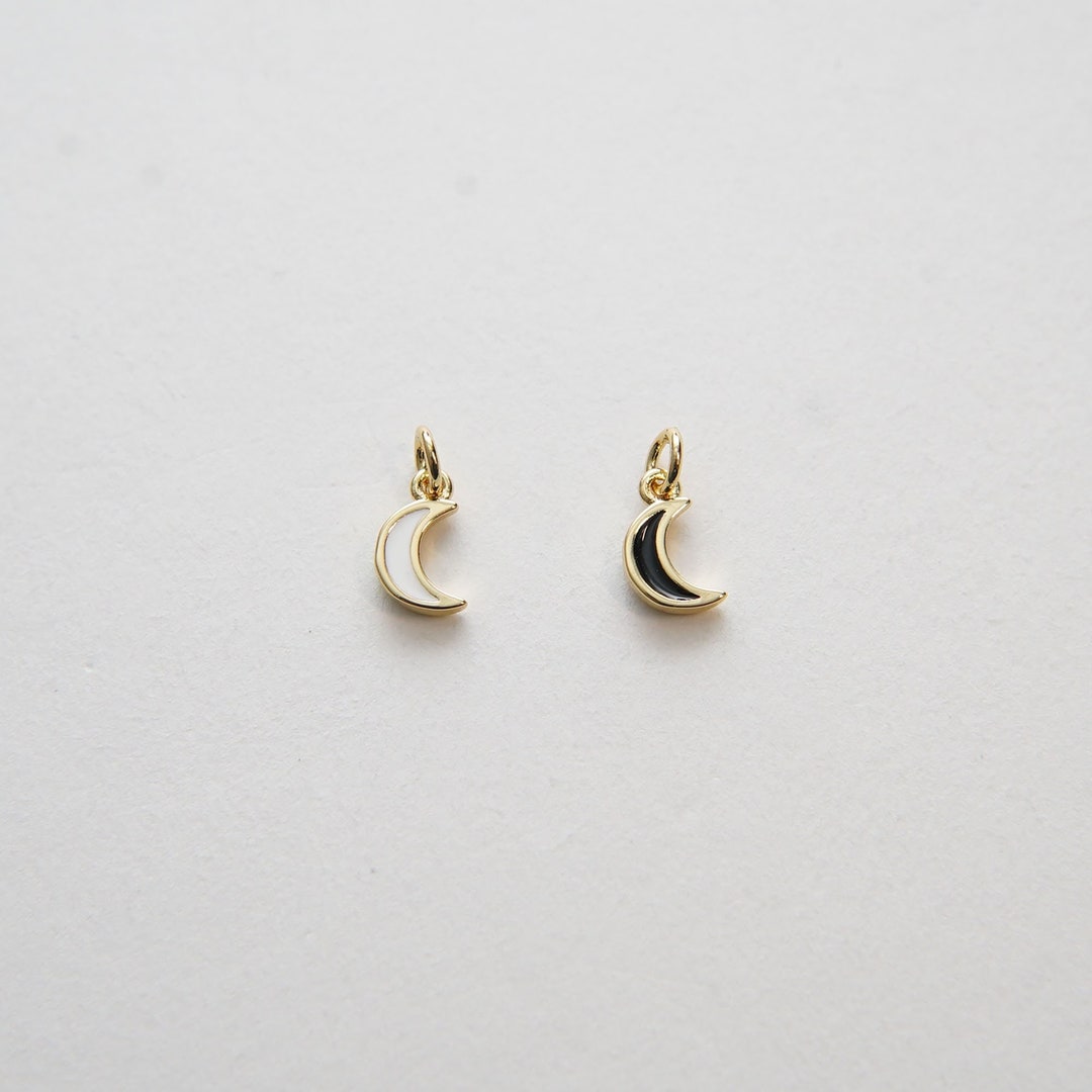 Gold Moon Charms,18k Gold Filled Enamel Moon Pendant,celestial Charm ...