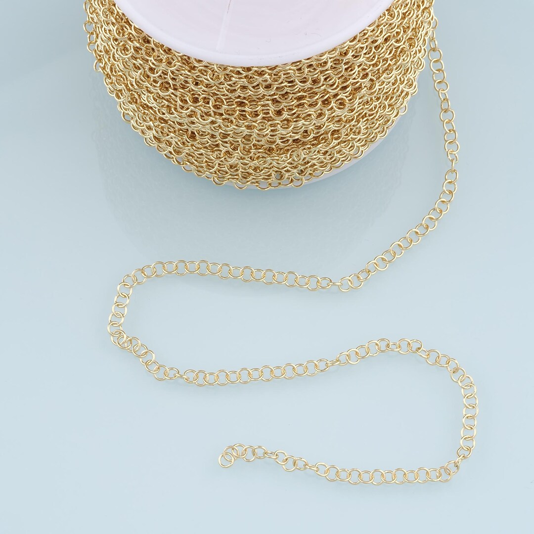 Gold Round Chain,18k Gold Filled Round Paper Clip Chain for Necklace ...