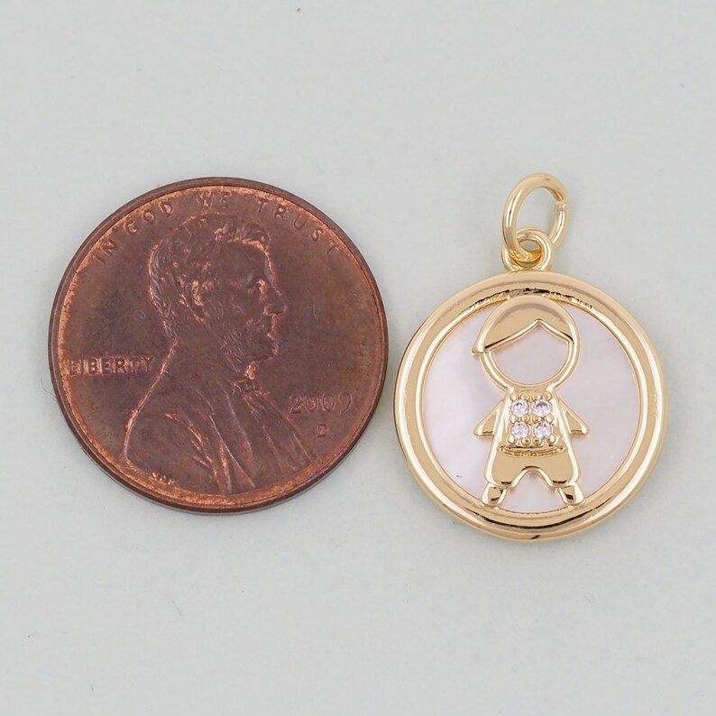 18K Gold Filled Boy Girl Pendant,boy Girl Charm Bracelet Necklace for ...