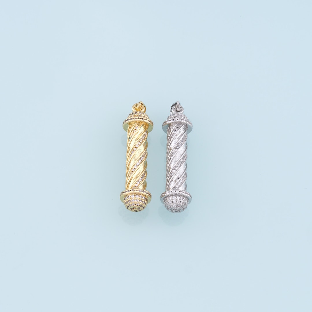 Gold Barber Charms,18k Gold Filled Barber Pendant,cz Micro Pave Barber ...