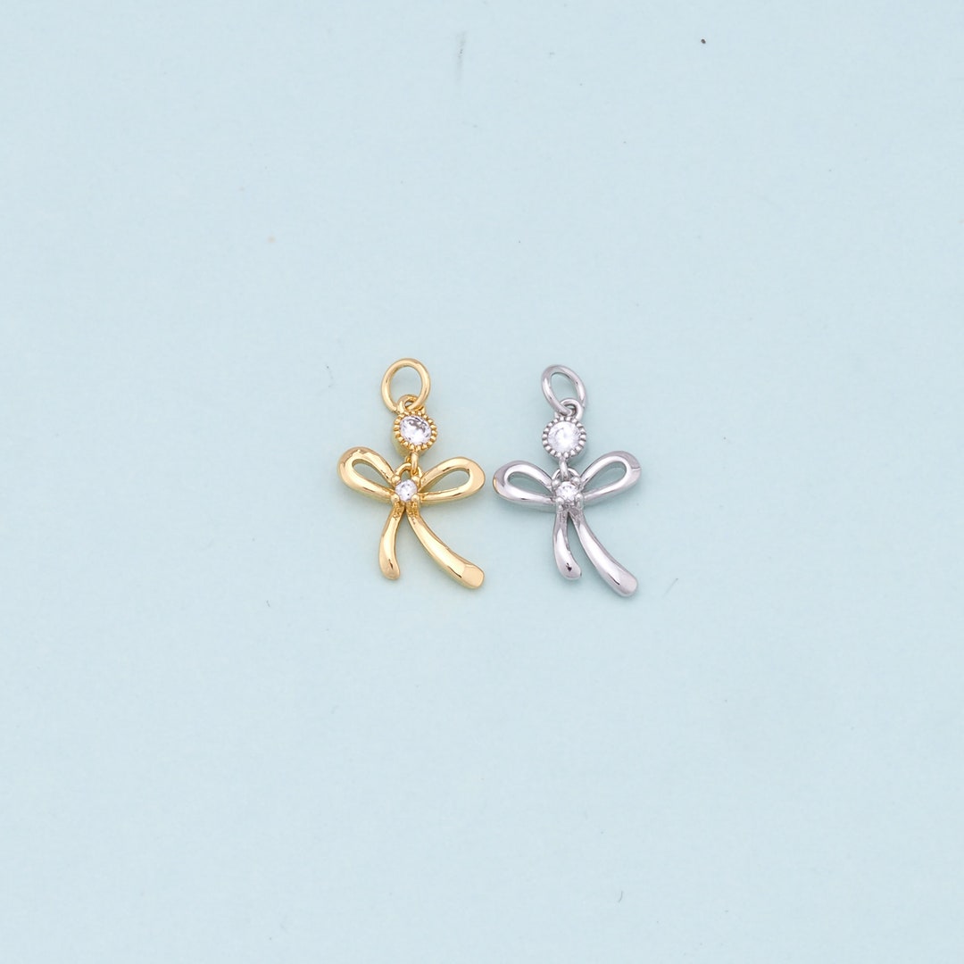 Gold Tiny Bow Charms,18k Gold Filled Bow Pendant,bow Charm Bracelet ...