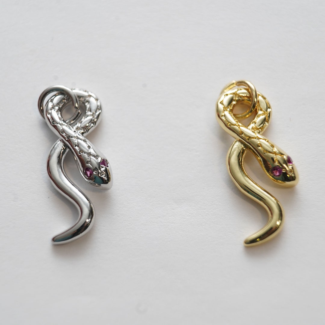 Gold Snake Charms,18k Gold Filled CZ Snake Pendant,silver Snake Charms ...