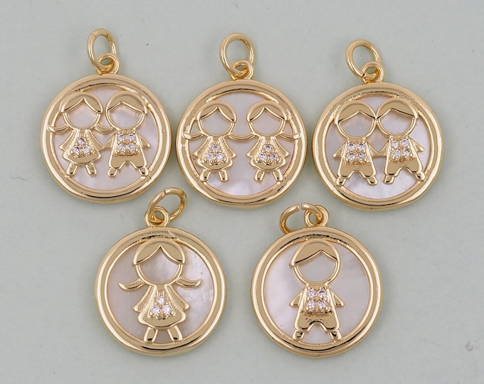 18K Gold Filled Boy Girl Pendant,boy Girl Charm Bracelet Necklace for ...