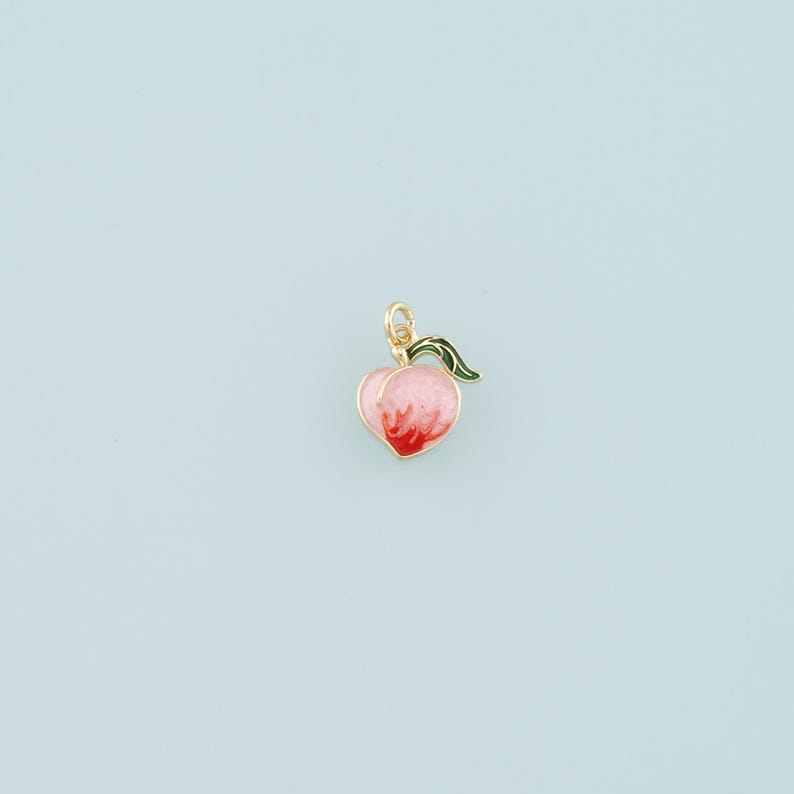 18K Gold Filled Peach Pendant,enamel Fruit Charm Bracelet Necklace for ...