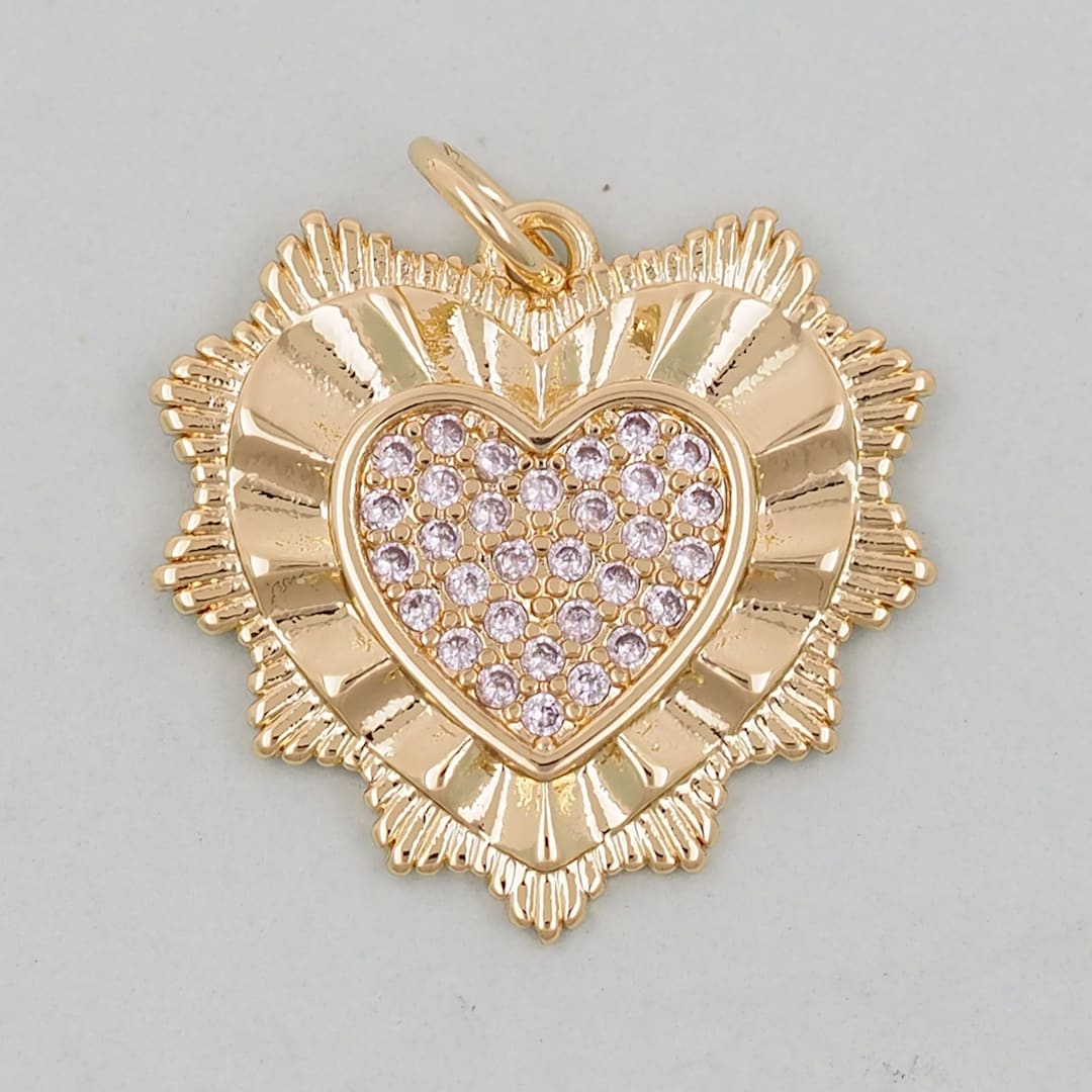 Gold Spiked Heart Charms,18k Gold Filled Heart Pendant,heart Charm ...
