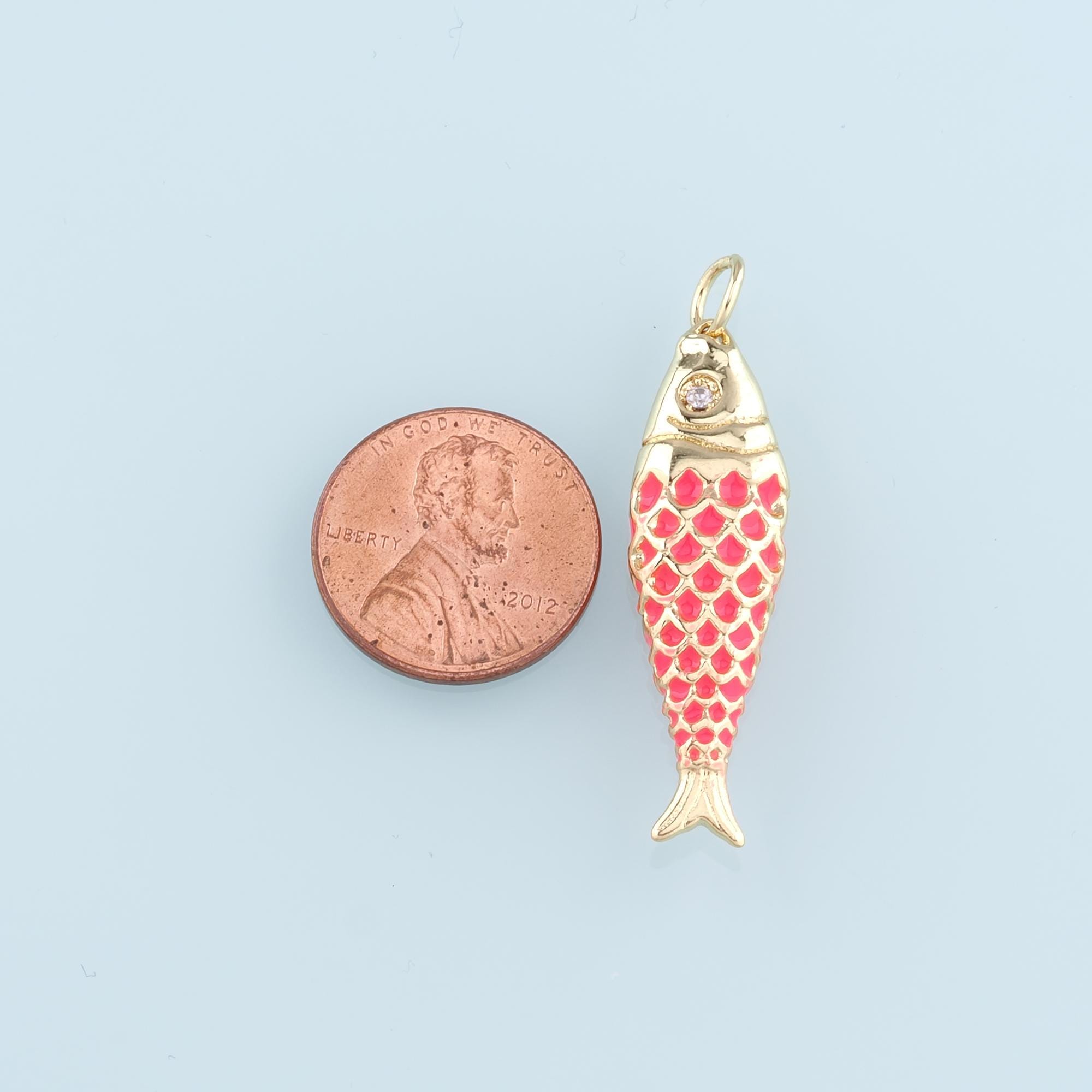 Gold Fish Charms,18k Gold Filled Enamel Fish Pendant,cute Fish Charm ...
