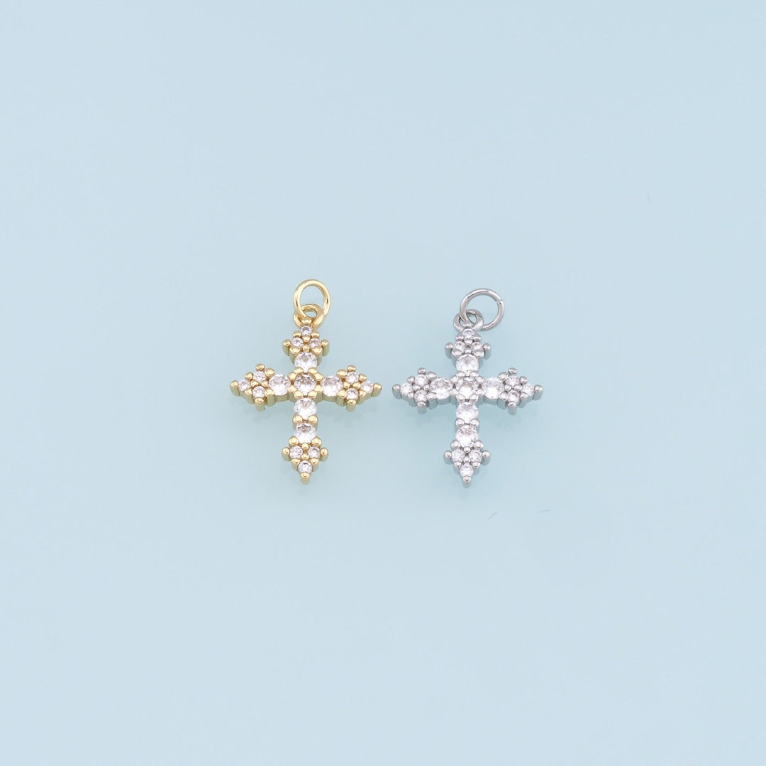 Gold Cross Charms,18k Gold Filled Cross Pendant,cz Micro Pave Cross ...