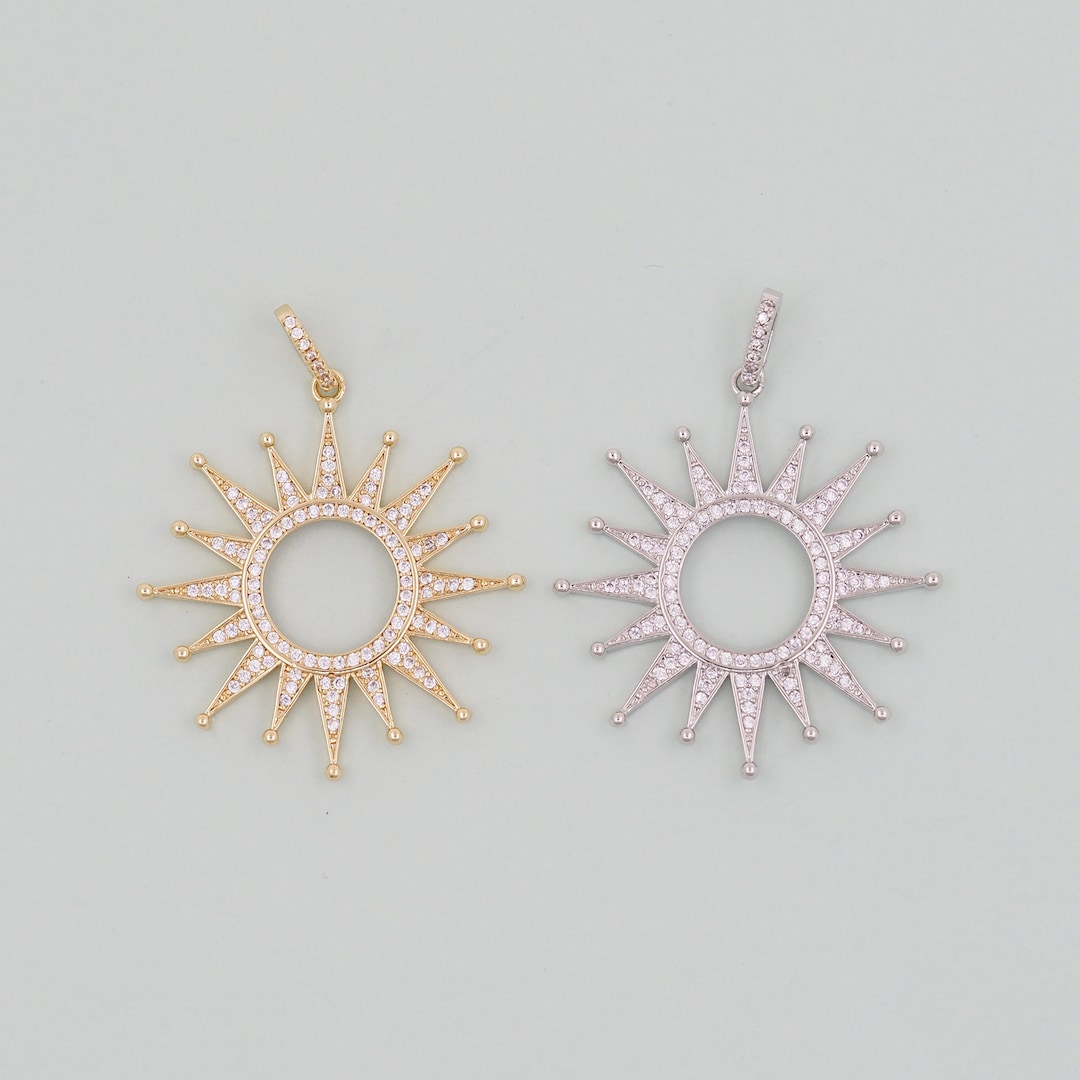 Gold Sun Charms,18k Gold Filled Round Pendant,celestial Charm Bracelet ...
