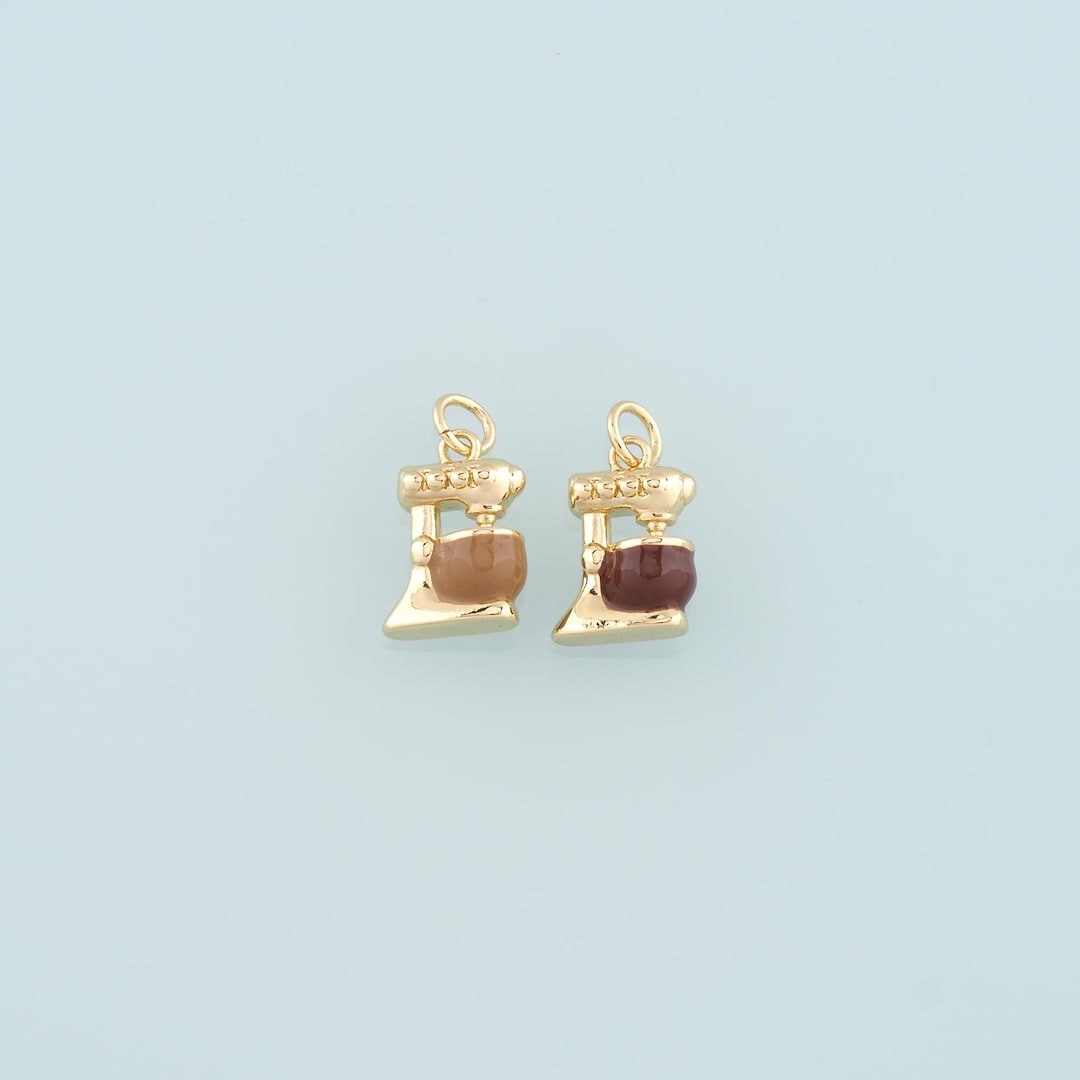 Gold Coffee Charm,18k Gold Filled Coffee Machine Pendant,enamel Coffee ...