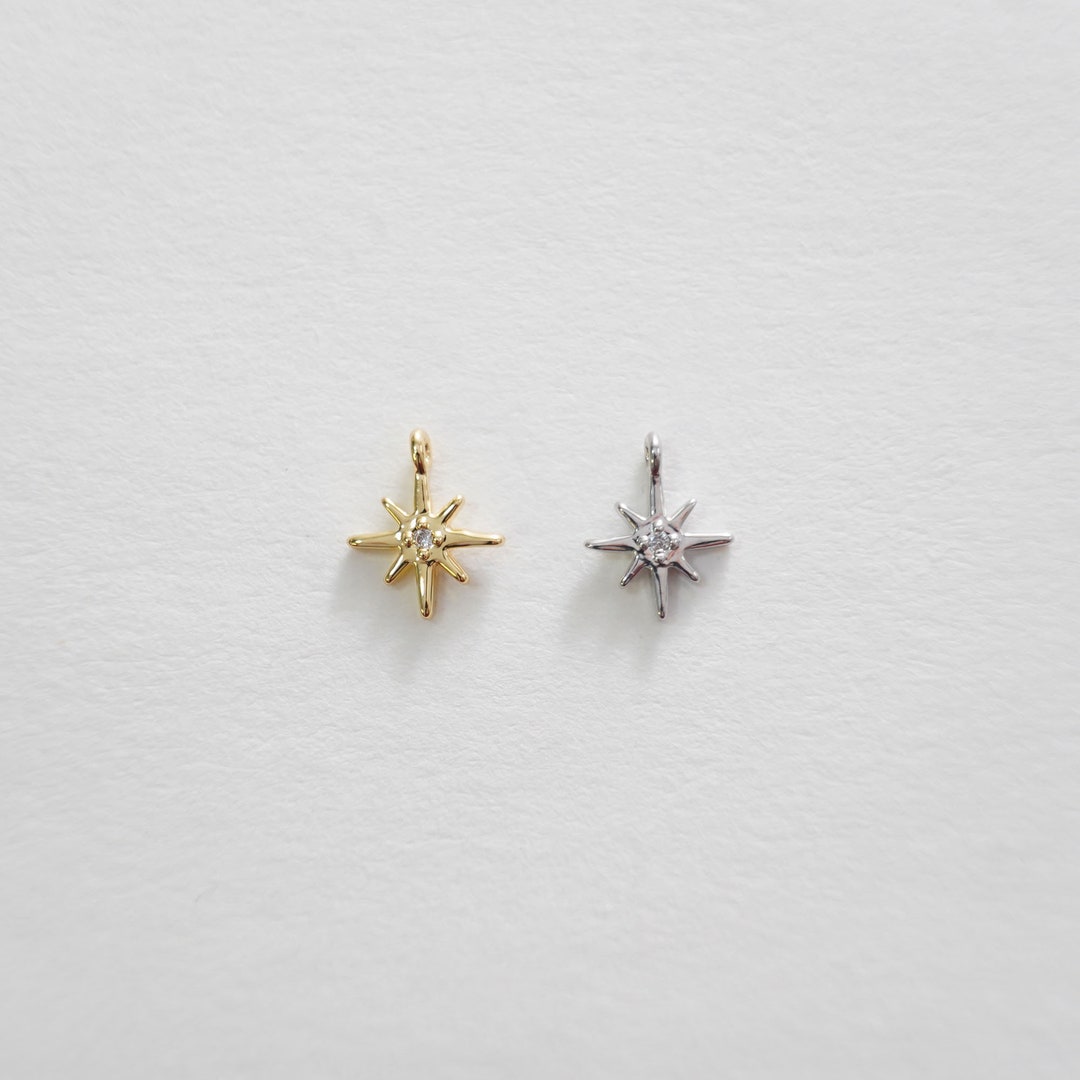 Gold Star Charms,18k Gold Filled Starburst Pendant,north Star Charm ...