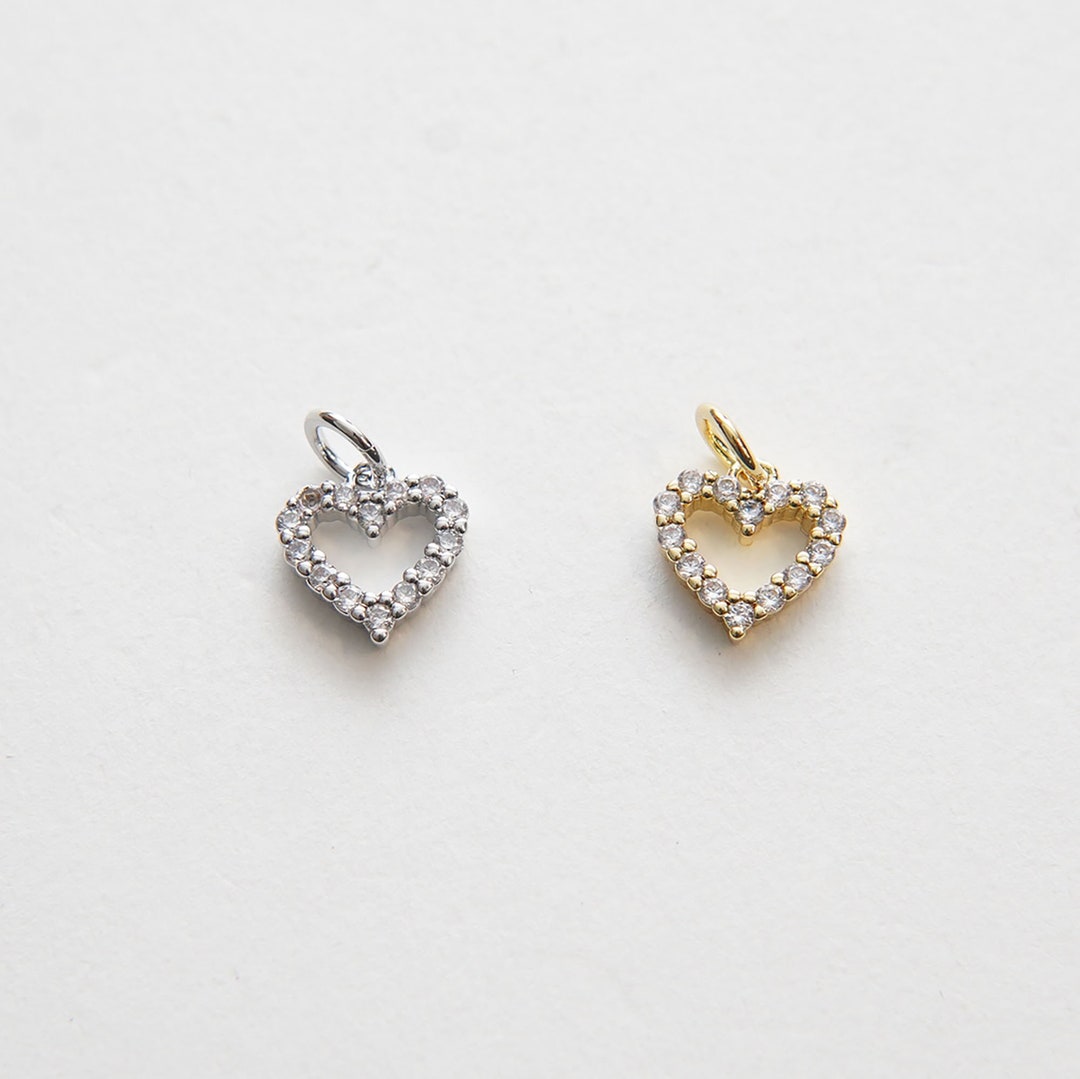 Gold Tiny Heart Charms,18k Gold Filled Heart Pendant,cz Micro Pave ...