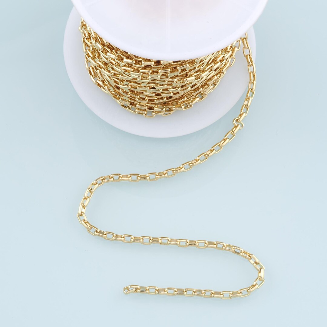 Gold Box Chain,18k Gold Filled Box Paper Clip Chain for Necklace ...