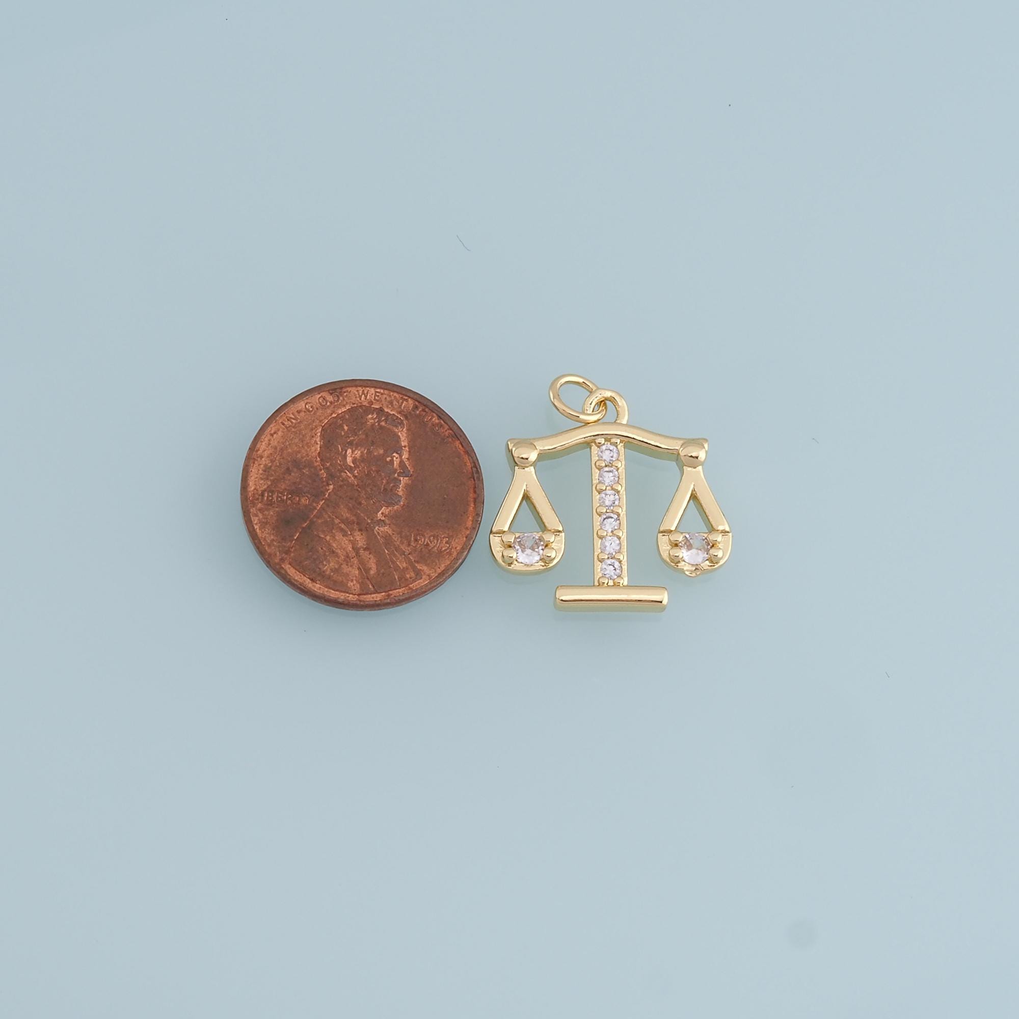 Gold Balance Scale Charms,18k Gold Filled CZ Balance Pendant Charm ...