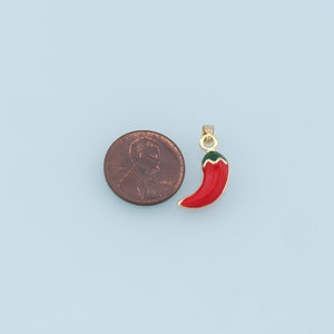 Gold Chili Charms,18k Gold Filled Chili Pendant,enamel Chili Charm ...